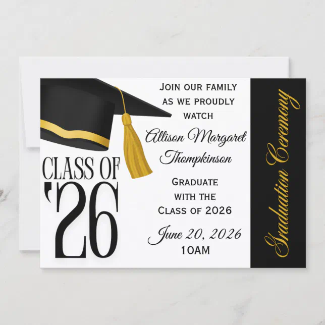 Class of 2026 Graduation Ceremony Invitation | Zazzle