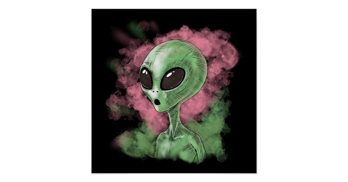 Classic Alien Illustration Poster | Zazzle