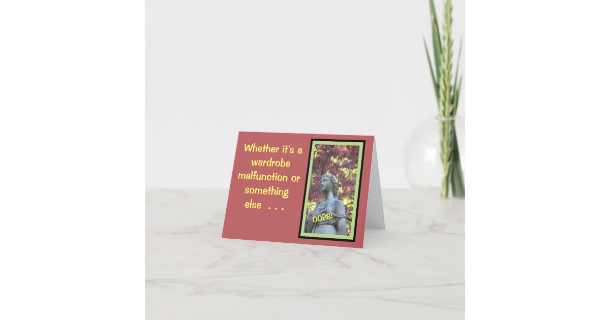 CLASSIC FEMALE STATUE/WARDROBE MALFUNCTION CARD | Zazzle