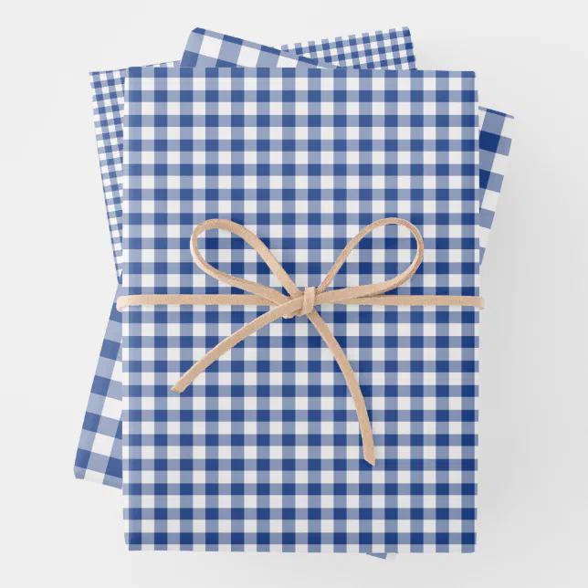 Classic Gingham True Blue Wrapping Paper Sheet | Zazzle