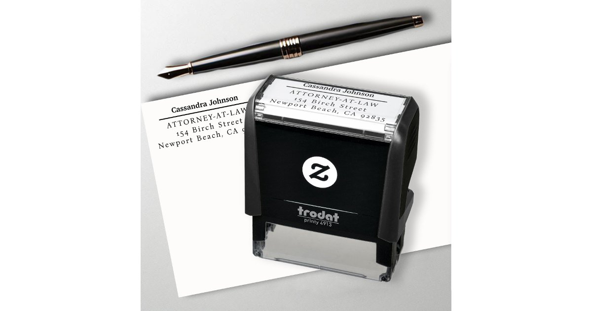 Classic Line Business Law Legal Lawyer Address Self-inking Stamp | Zazzle