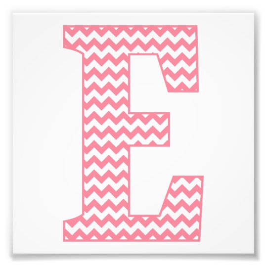 Classic Preppy Pink Chevron Letter E Monogram Photo Print | Zazzle.com.au