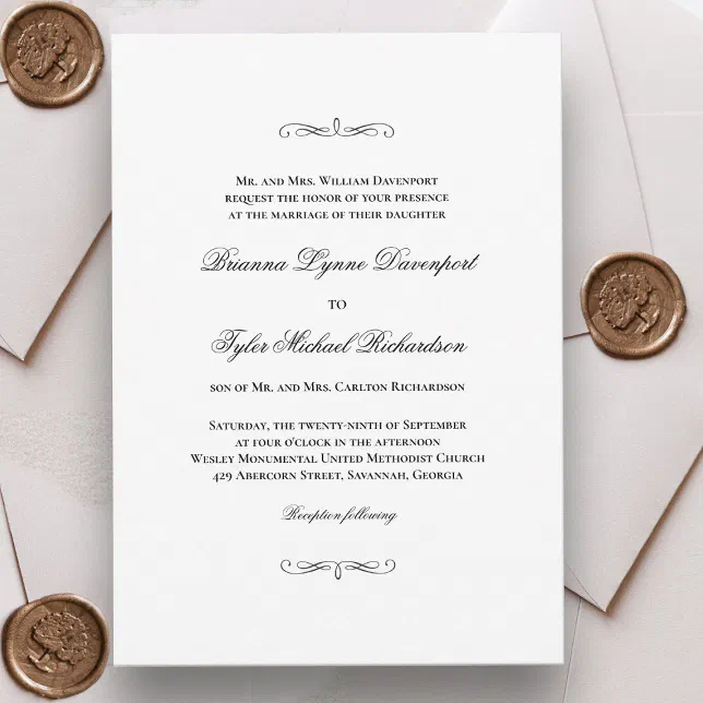Classic Simple Elegant Wedding Invitation | Zazzle