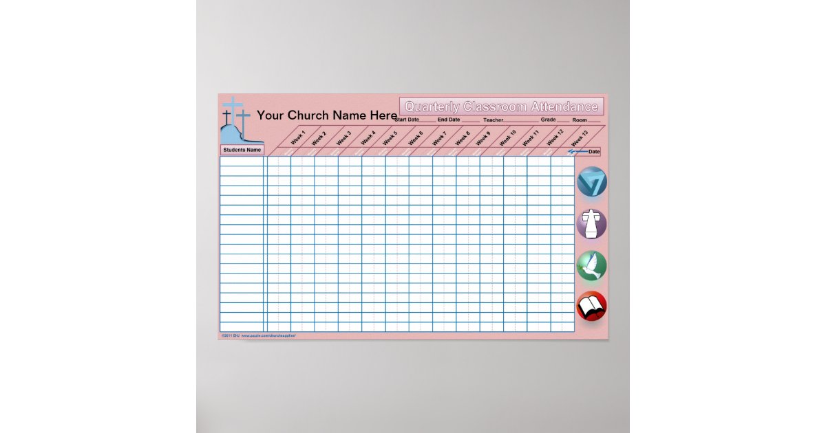 Classroom Attendance Wall Poster | Zazzle