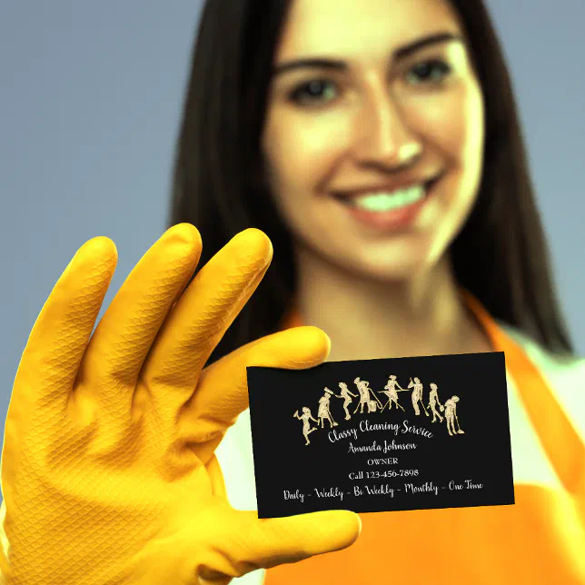 Classy Cleaning Services Gold Logo Maid Simply Business Card | Zazzle