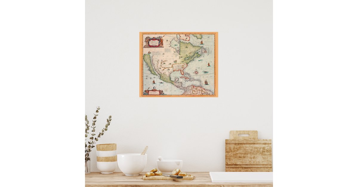 Classy Colorful Vintage Pictorial Map of America Poster | Zazzle
