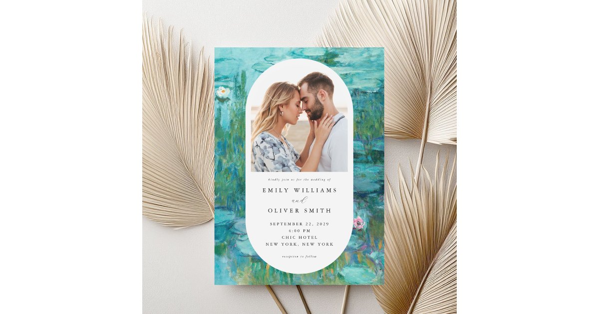 Claude Monet Water Lilies Photo Wedding Invitation | Zazzle