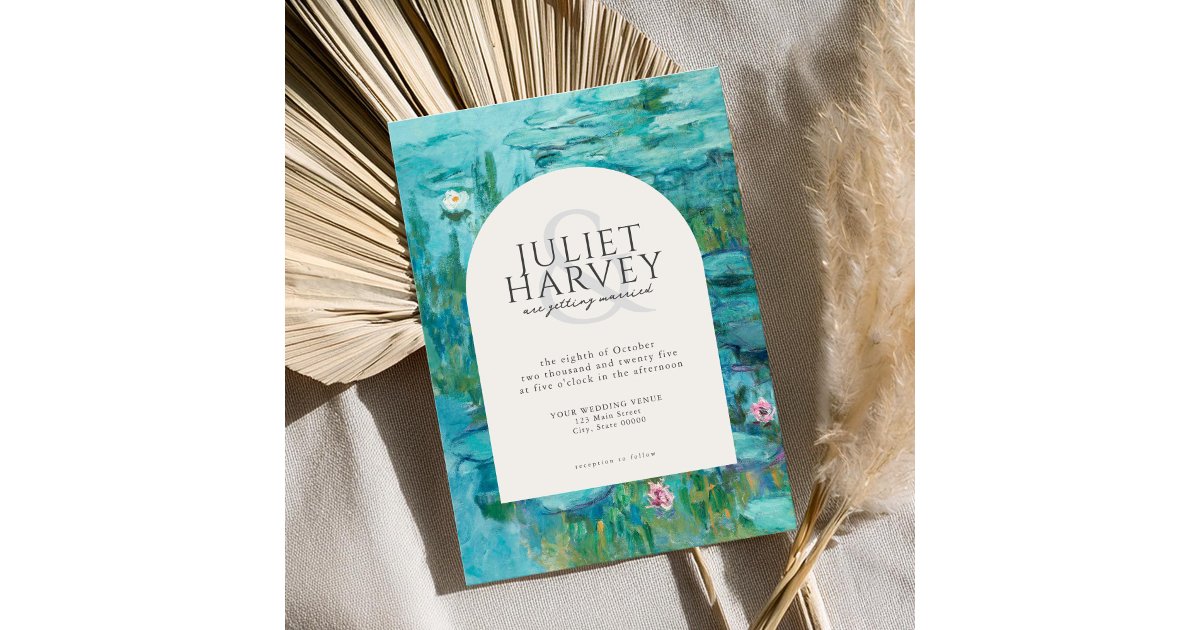 Claude Monet Waterlilies Wedding Invitation | Zazzle