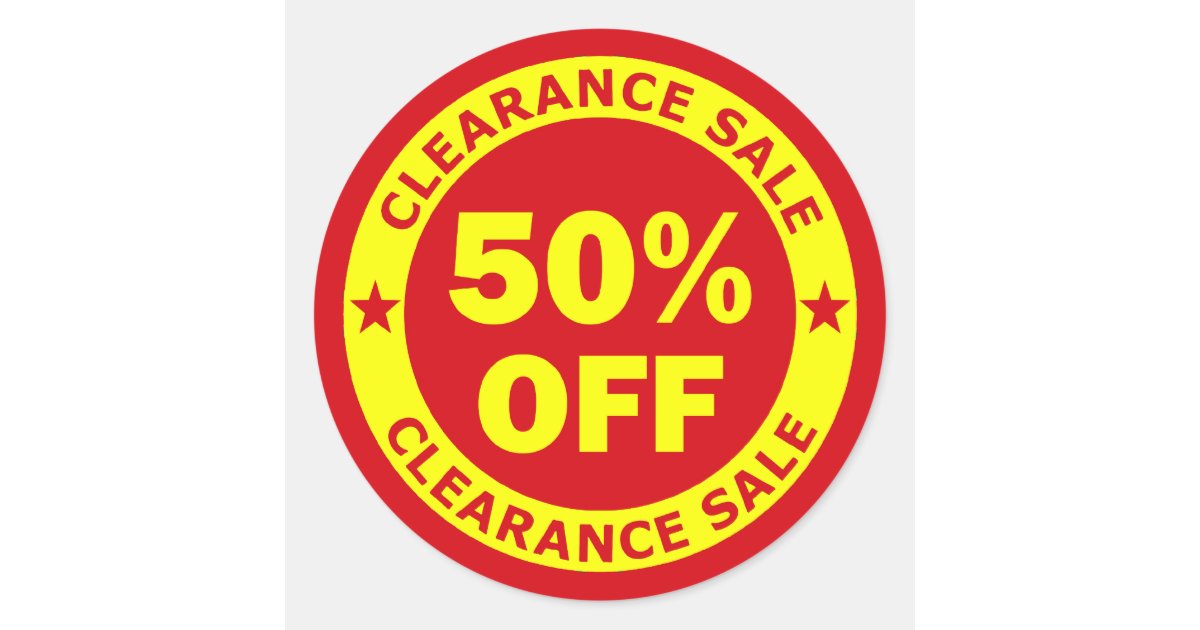 Clearance Sale 50 Percent Off Classic Round Sticker | Zazzle