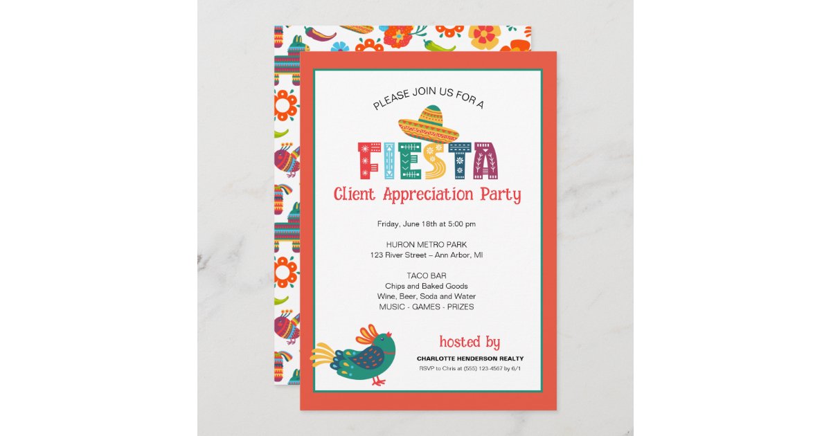 Client Appreciation Fiesta Party Invitation | Zazzle