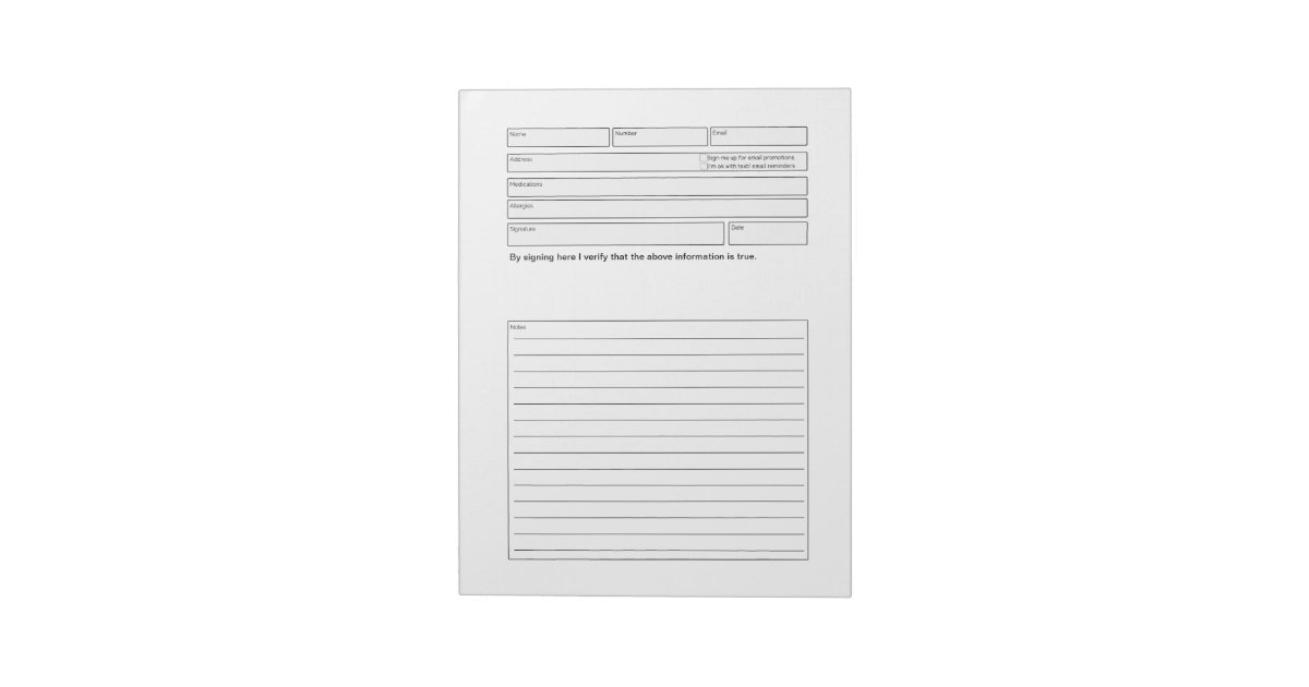 Client consultation form notepad | Zazzle