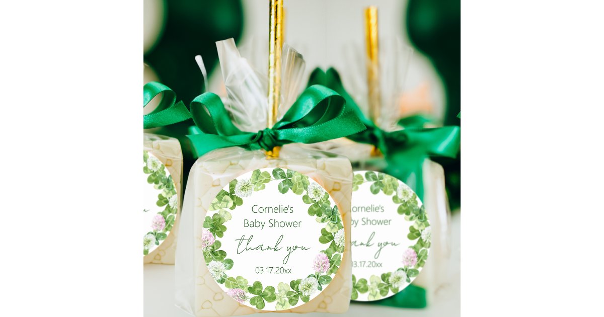 Clover Leaves Greenery Thank You Classic Round Sticker | Zazzle