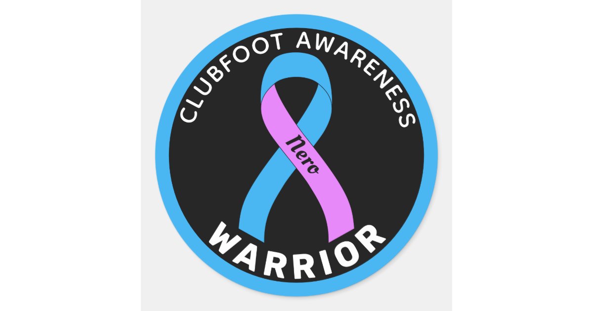 Clubfoot Awareness Warrior Ribbon Black Classic Classic Round Sticker ...