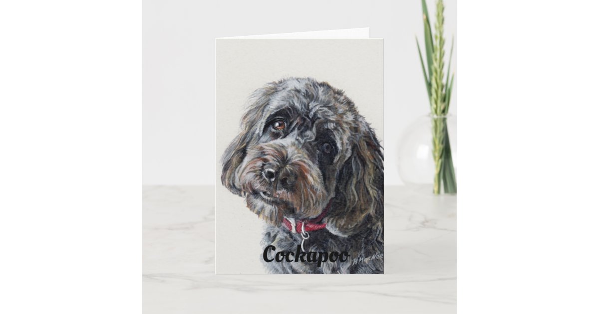 Cockapoo dog art card | Zazzle