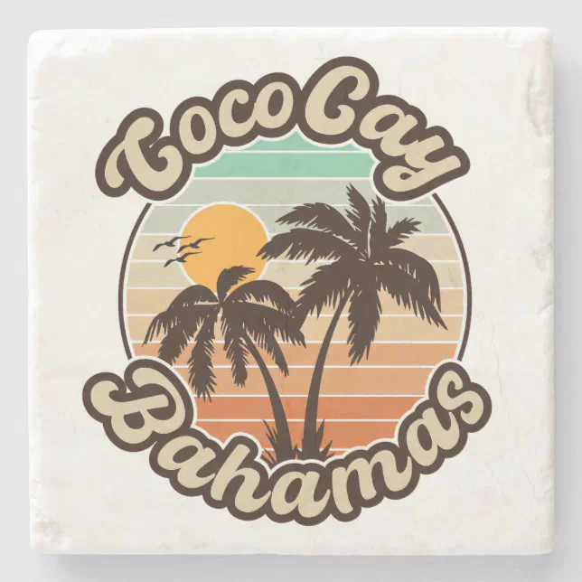 Coco Cay Bahamas Retro Sunset Souvenirs 60s Stone Coaster | Zazzle