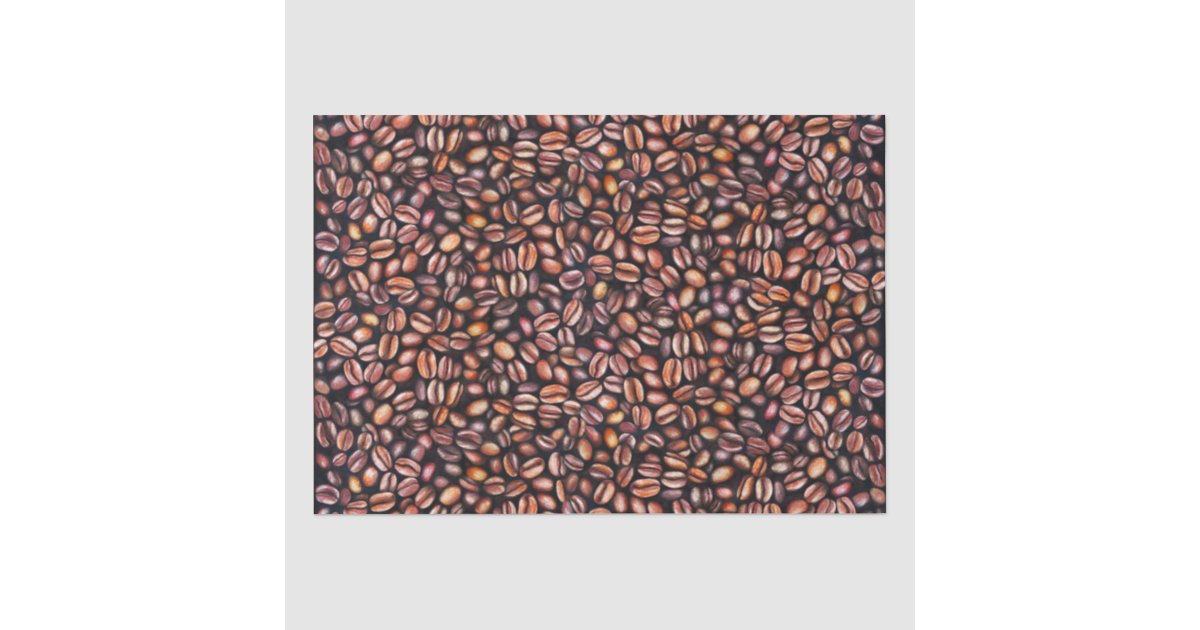 Coffee Beans Pencil Drawing Pattern Rustic Brown Tissue Paper | Zazzle