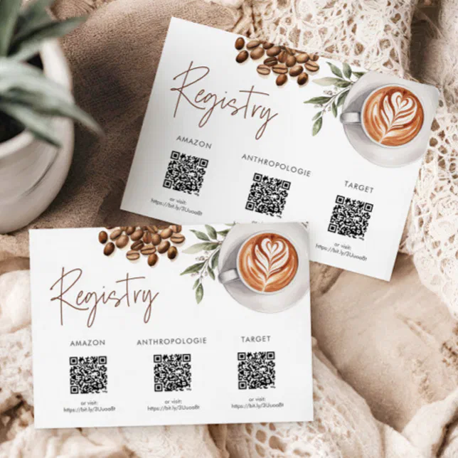 Coffee Bridal Shower - Love is Brewing Registry Enclosure Card | Zazzle