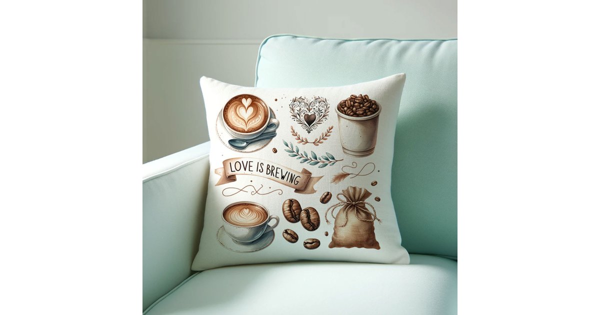 Coffee House Themed Throw Pillows | Zazzle