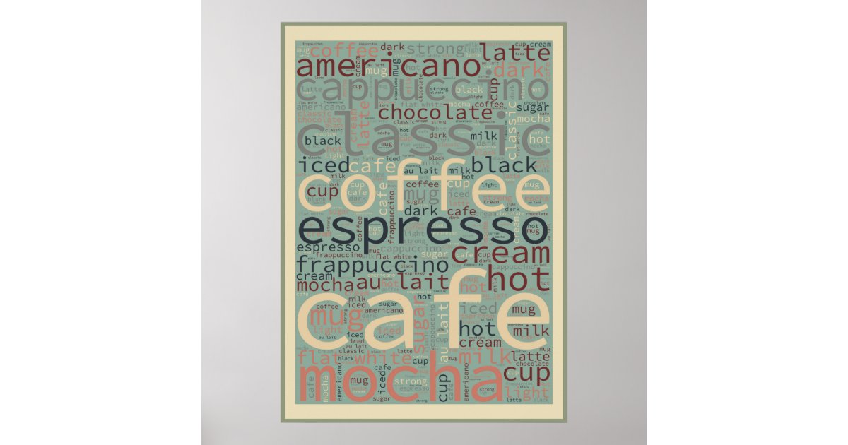 Coffee Menu Word Art Poster | Zazzle