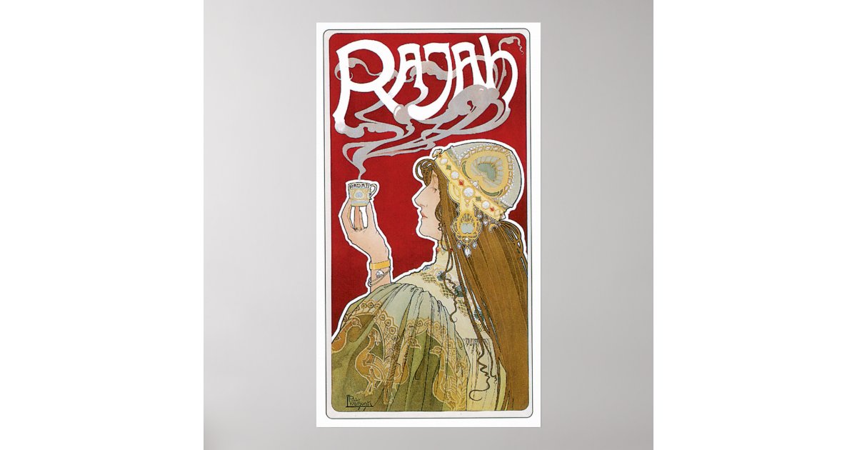 Coffee Rajah Vintage Hot Coffee Drink Ad Art Poster | Zazzle
