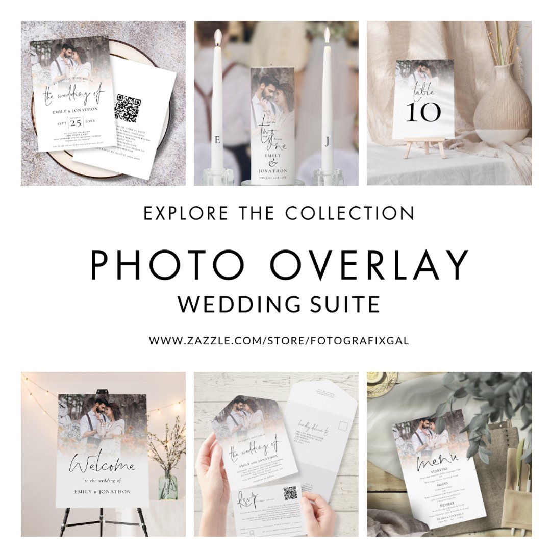 Modern 3 Photos Overlay QR Code Timeline Wedding Tri-Fold Invitation ...