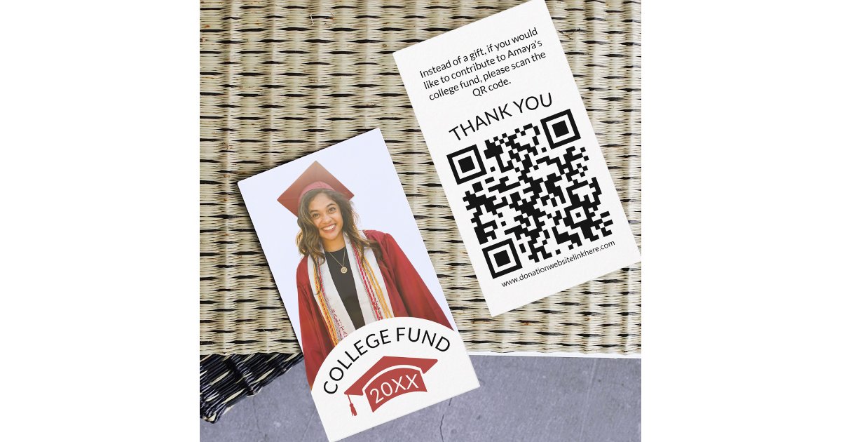 College Fund Grad Cap QR Code Graduation Insert | Zazzle
