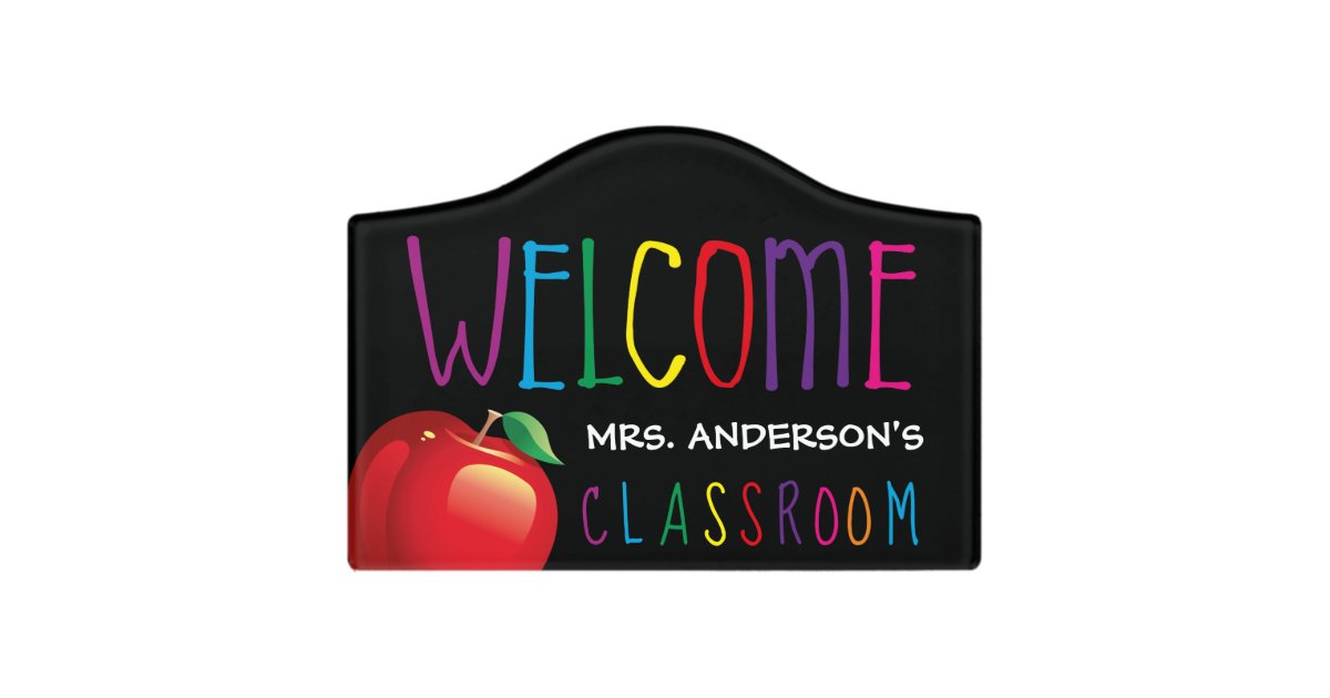 Colorful Teachers Classroom Welcome Door Sign | Zazzle