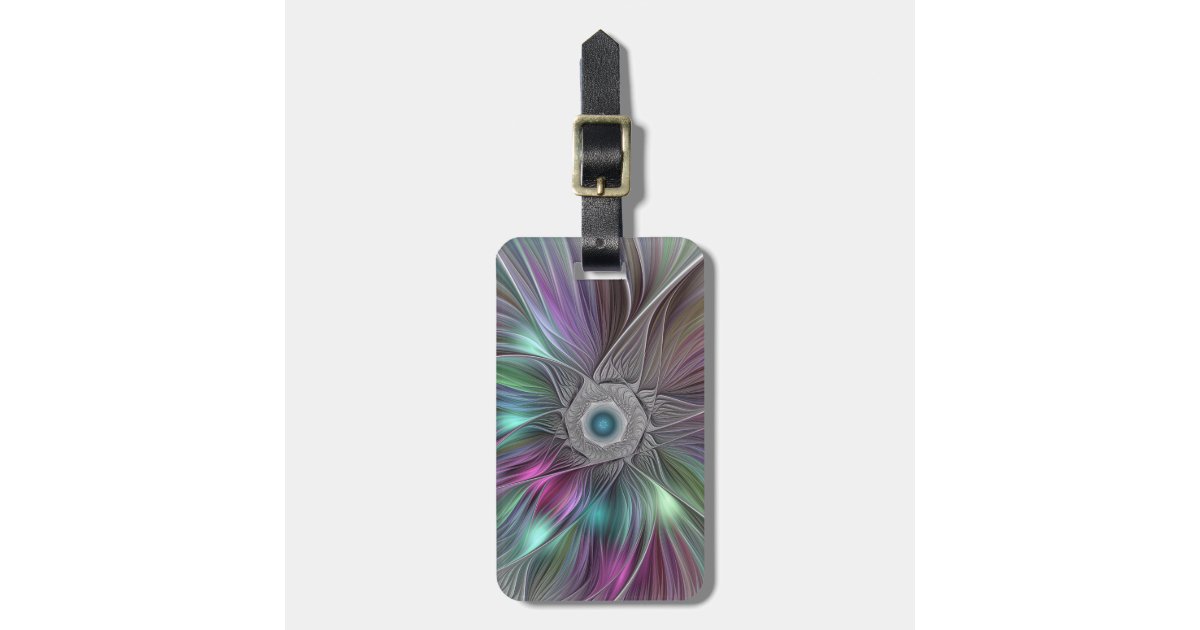Colourful Big Flower Abstract Trippy Fractal Art Luggage Tag | Zazzle