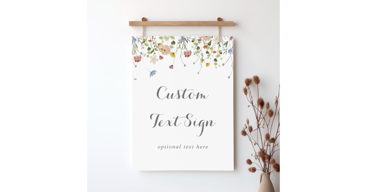 Colourful Dainty Wild Flowers Custom Text Sign | Zazzle