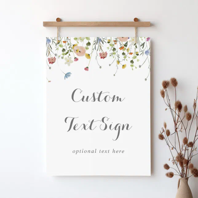 Colourful Dainty Wild Flowers Custom Text Sign | Zazzle