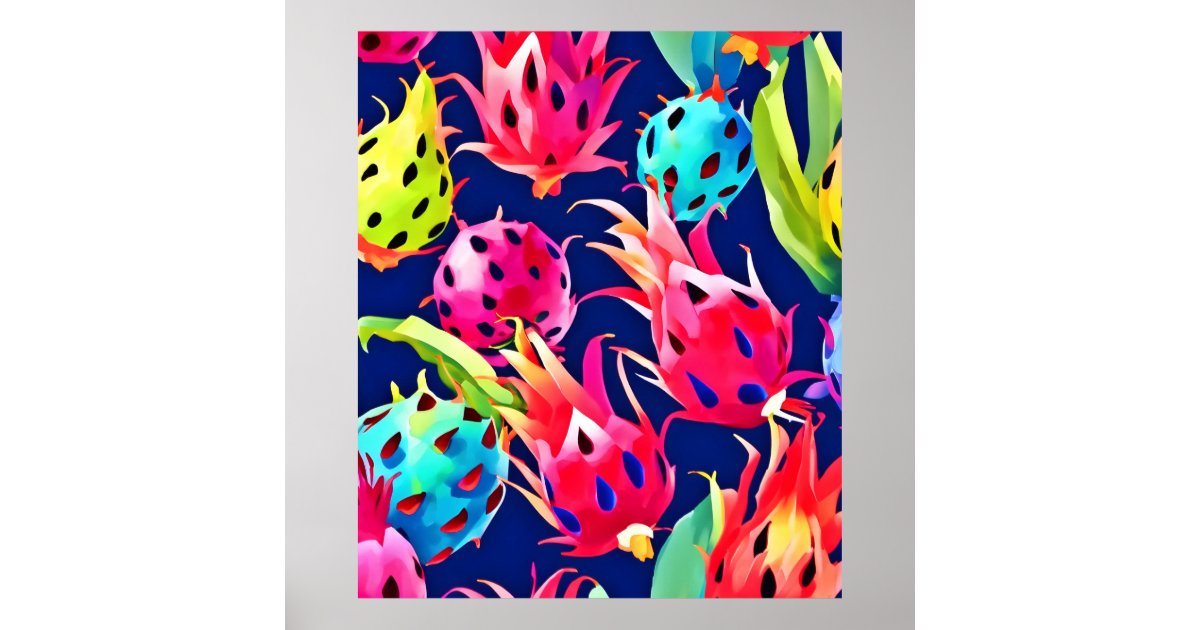 Colourful Dragon Fruit Poster | Zazzle