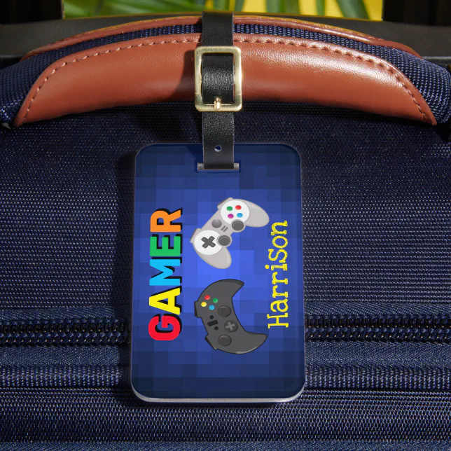 Colourful Gamer Video Game Personalised Luggage Tag | Zazzle