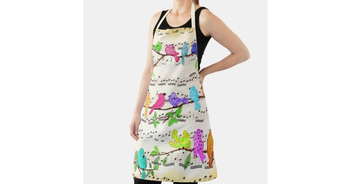 Colourful Musical Birds Symphony Magic Song Apron | Zazzle