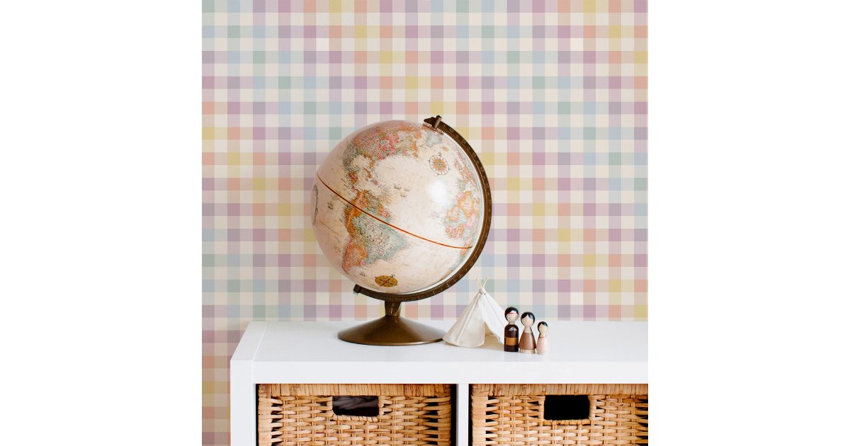 Colourful Rainbow Gingham Wallpaper | Zazzle