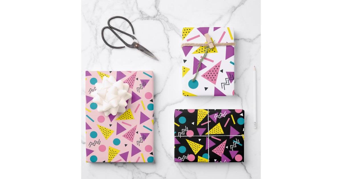 Colourful Retro 80s Wrapping Paper Sheet | Zazzle