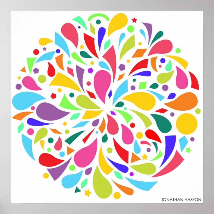 Colourful Shape Burst Poster | Zazzle
