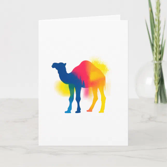 Colourful Spray Paint Camel Silhouette Card | Zazzle