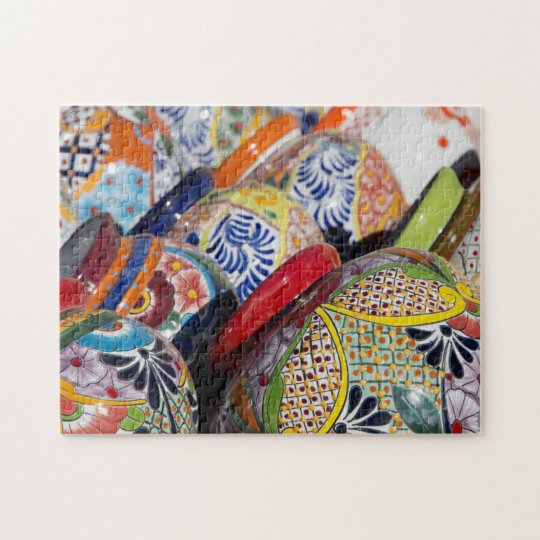 Colourful traditional hand-painted Mexican pottery Jigsaw Puzzle ...
