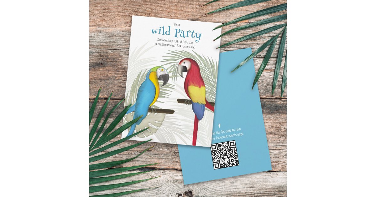 Colourful Tropical Birds QR Code Social Media Invitation | Zazzle