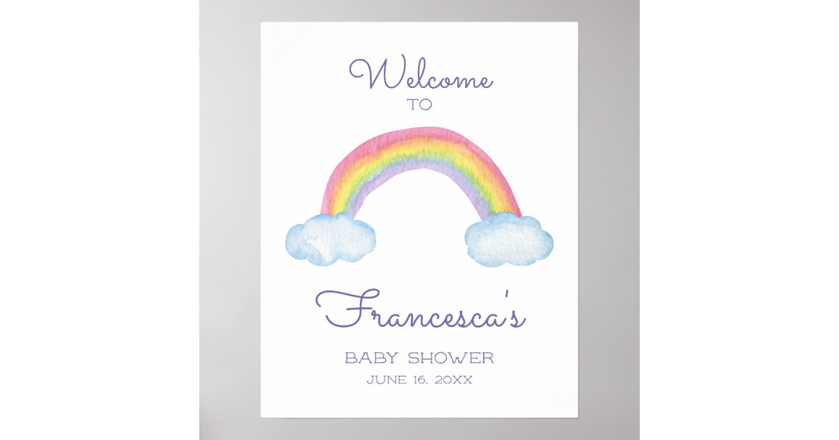Colourful Watercolor Rainbow Welcome To Baby Poster | Zazzle