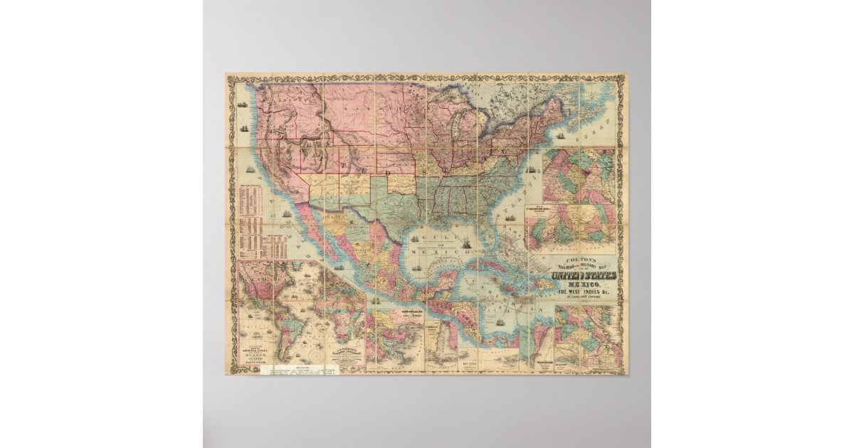 Colton's Railroad And Military Map Poster | Zazzle
