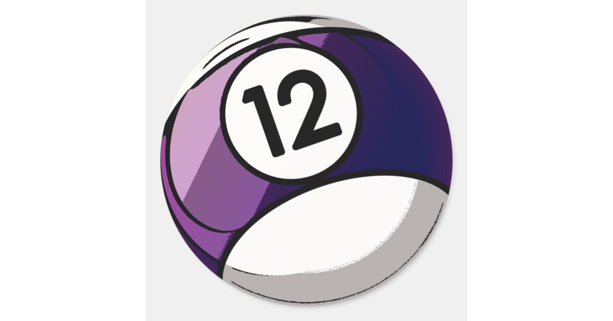Comic Style Number 12 Billiards Ball Classic Round Sticker | Zazzle