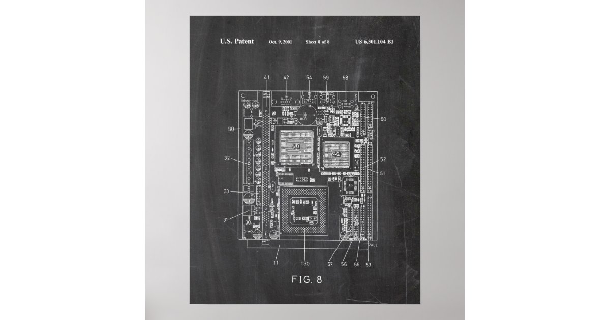 Computer motherboard patent poster | Zazzle
