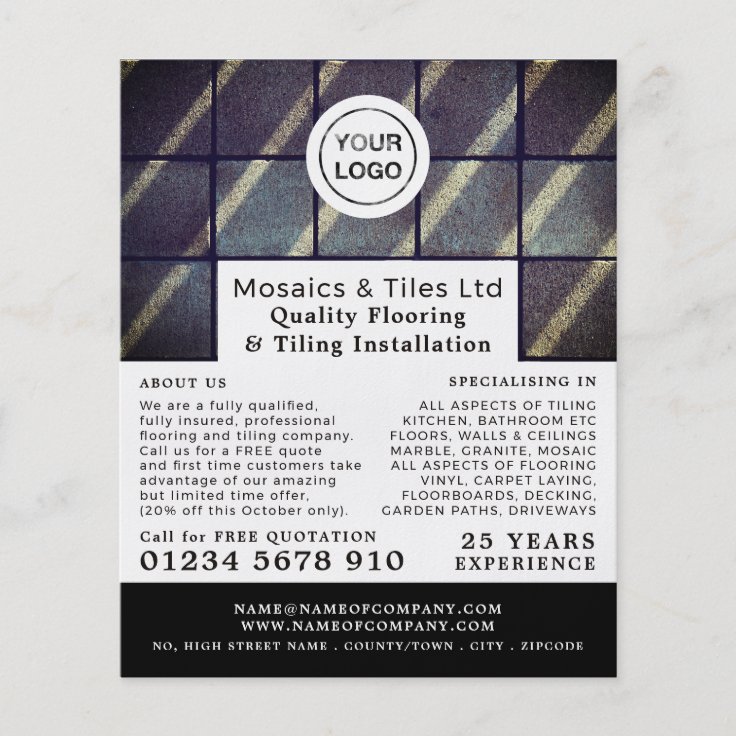 Concrete Tiles, Floorer, Tile Installer Advert Flyer | Zazzle