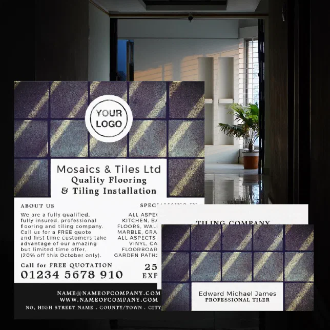 Concrete Tiles, Floorer, Tile Installer Business Card | Zazzle