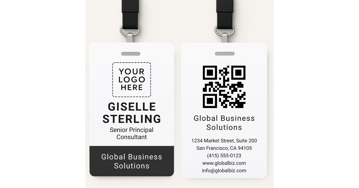Conference ID Card QR Code Name Tag Business Badge | Zazzle