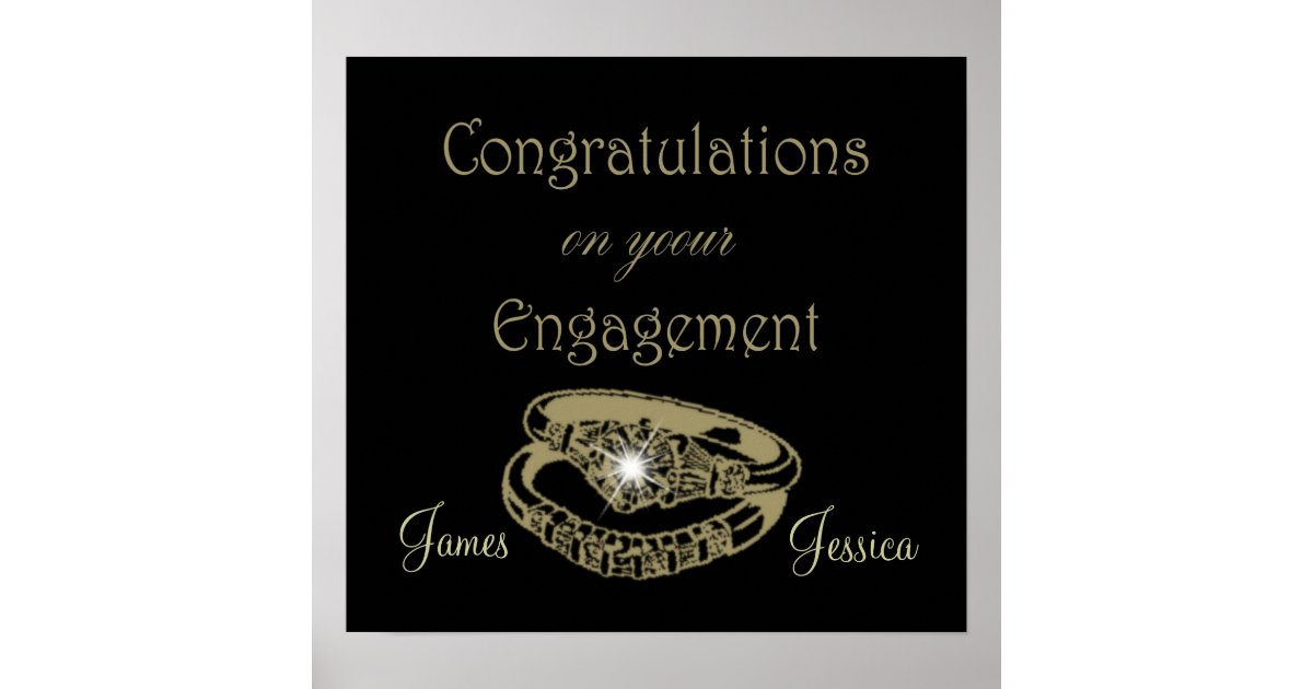 Congratulations Engagement Rings Customizable Post Poster | Zazzle