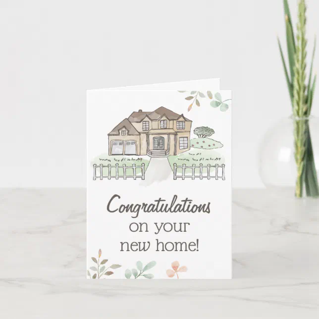 Congratulations New Home Watercolour Greeting Card | Zazzle