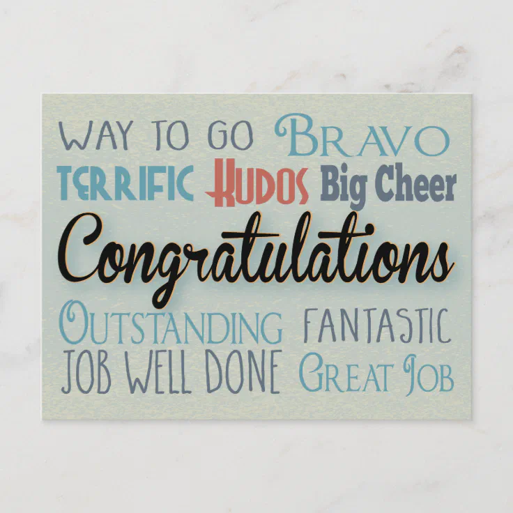 Congratulations - Way To Go Postcard | Zazzle