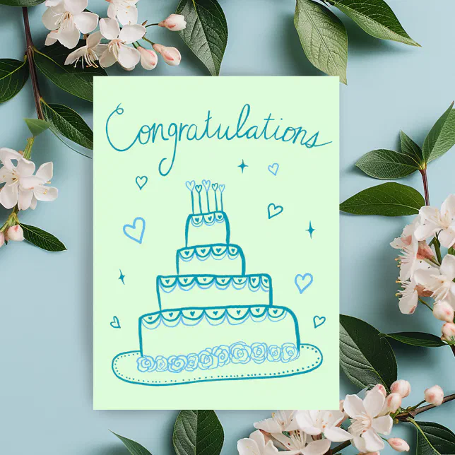 Congratulations Wedding Engagement Sketch Doodle Card | Zazzle